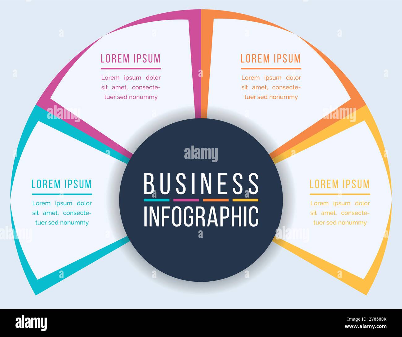 Circle Infographic design 4 steps, objects, elements or options infographic business circle ...