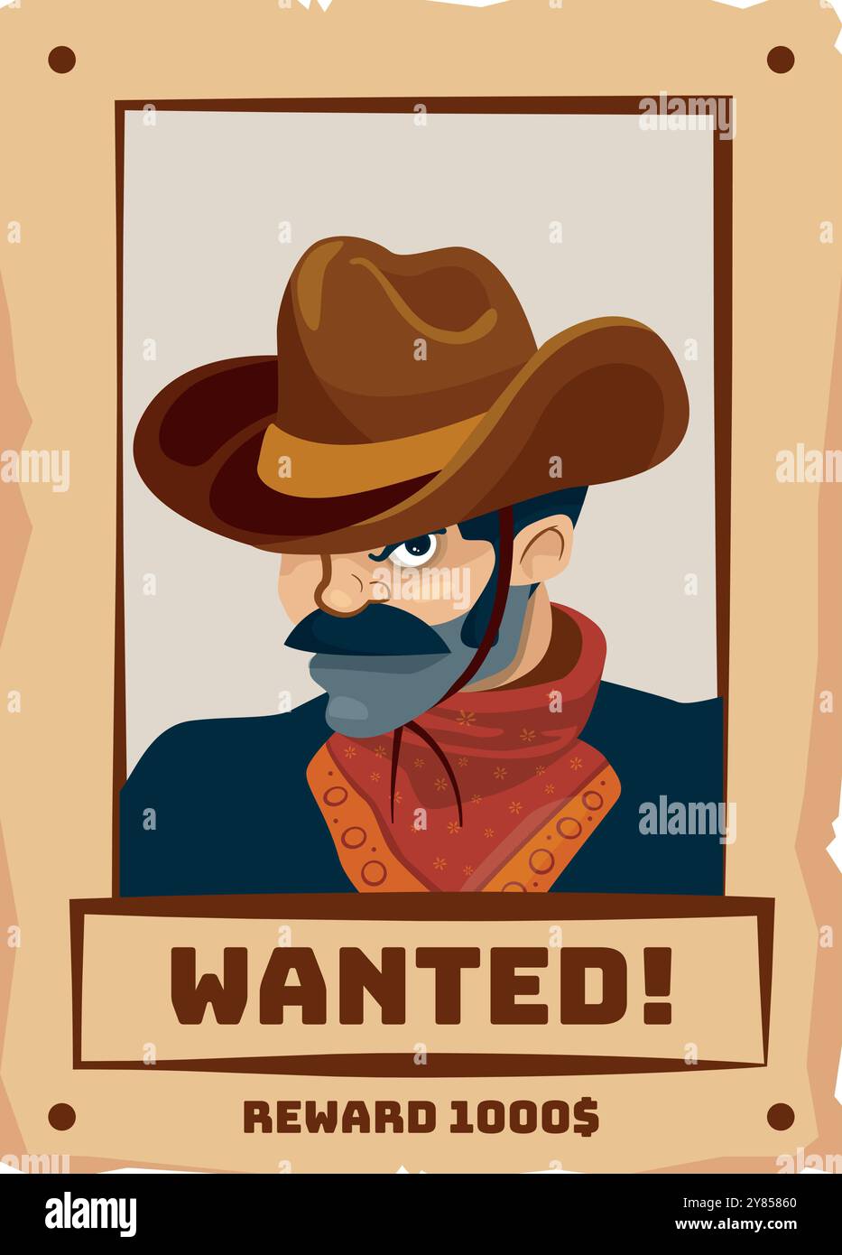 Wanted banner with wild west criminal cartoon icon Stock Vector Image ...