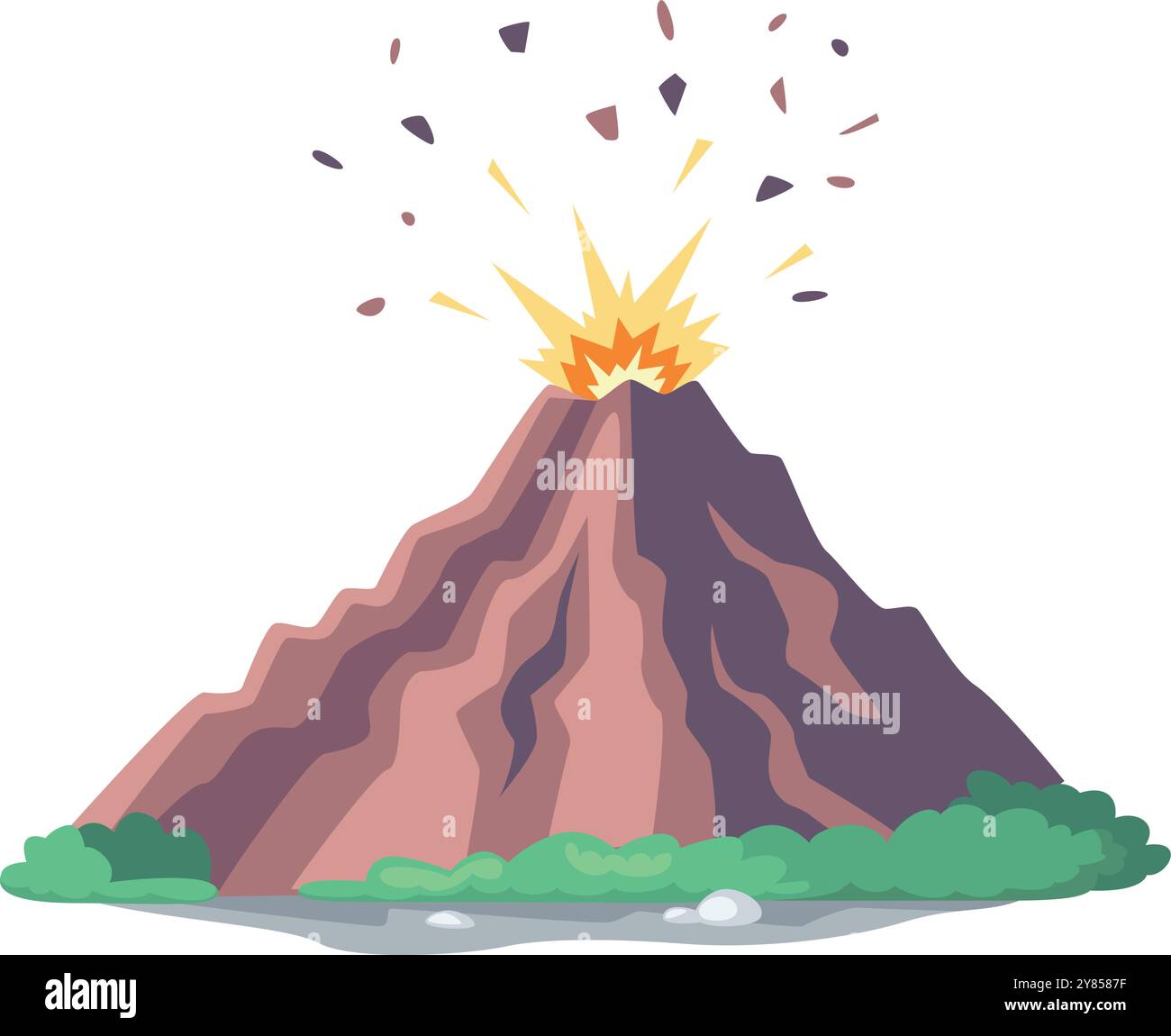Volcano eruption cartoon illustration. Mountain with lava flows Stock Vector Image & Art - Alamy