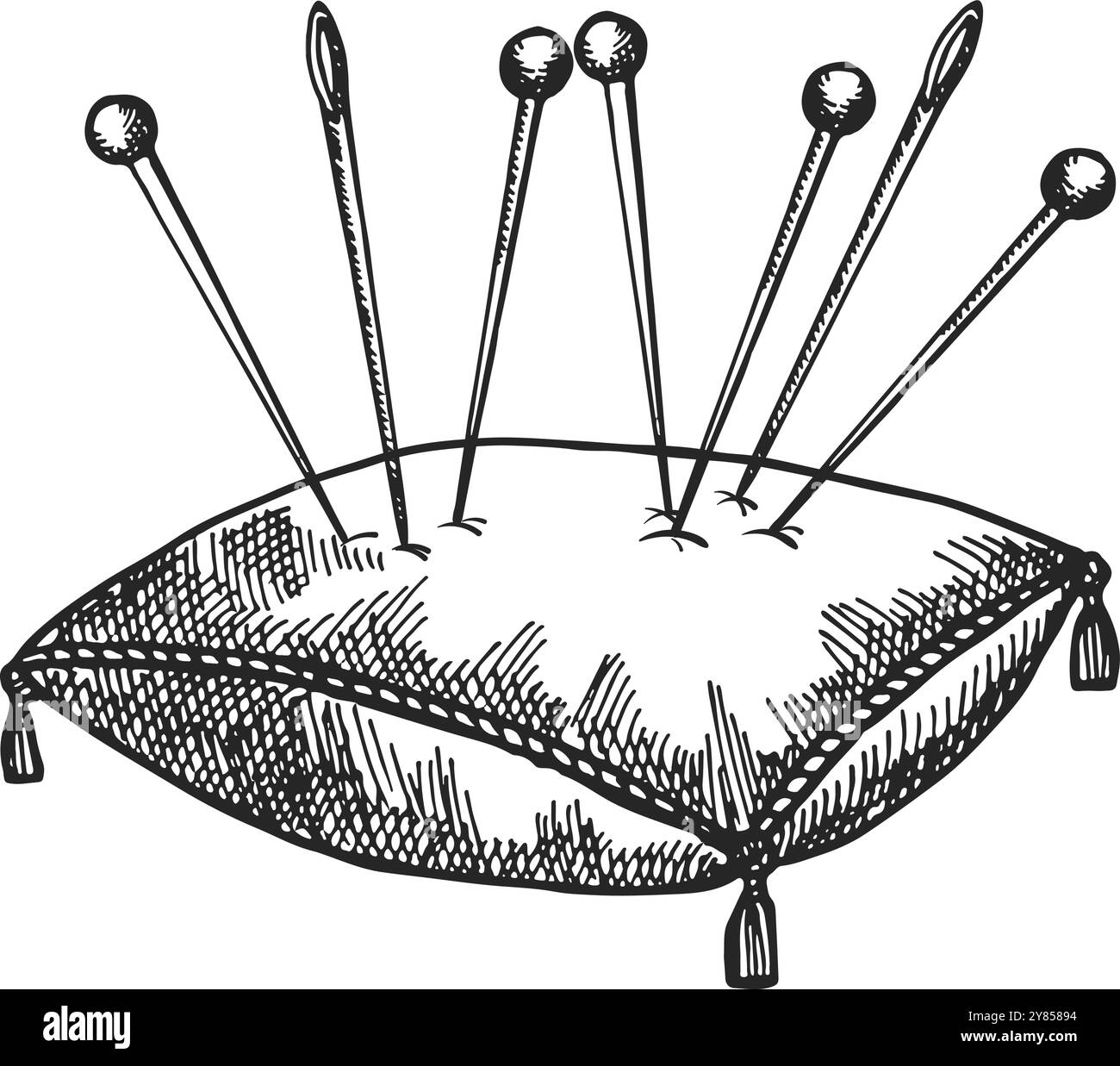 Needle cushion engraving. Hobby symbol. Handmade sign Stock Vector ...