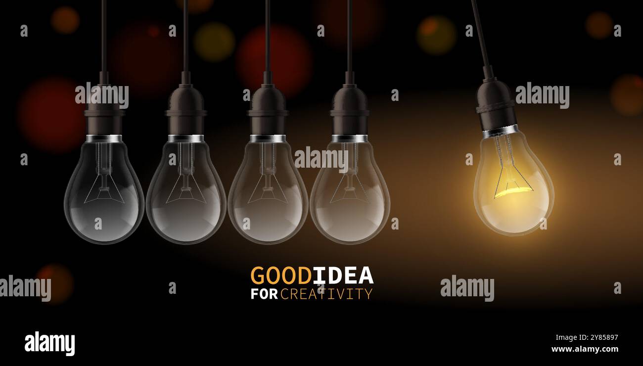 Perpetual motion with idea light bulbs. 3d lightbulb as symbol of ...