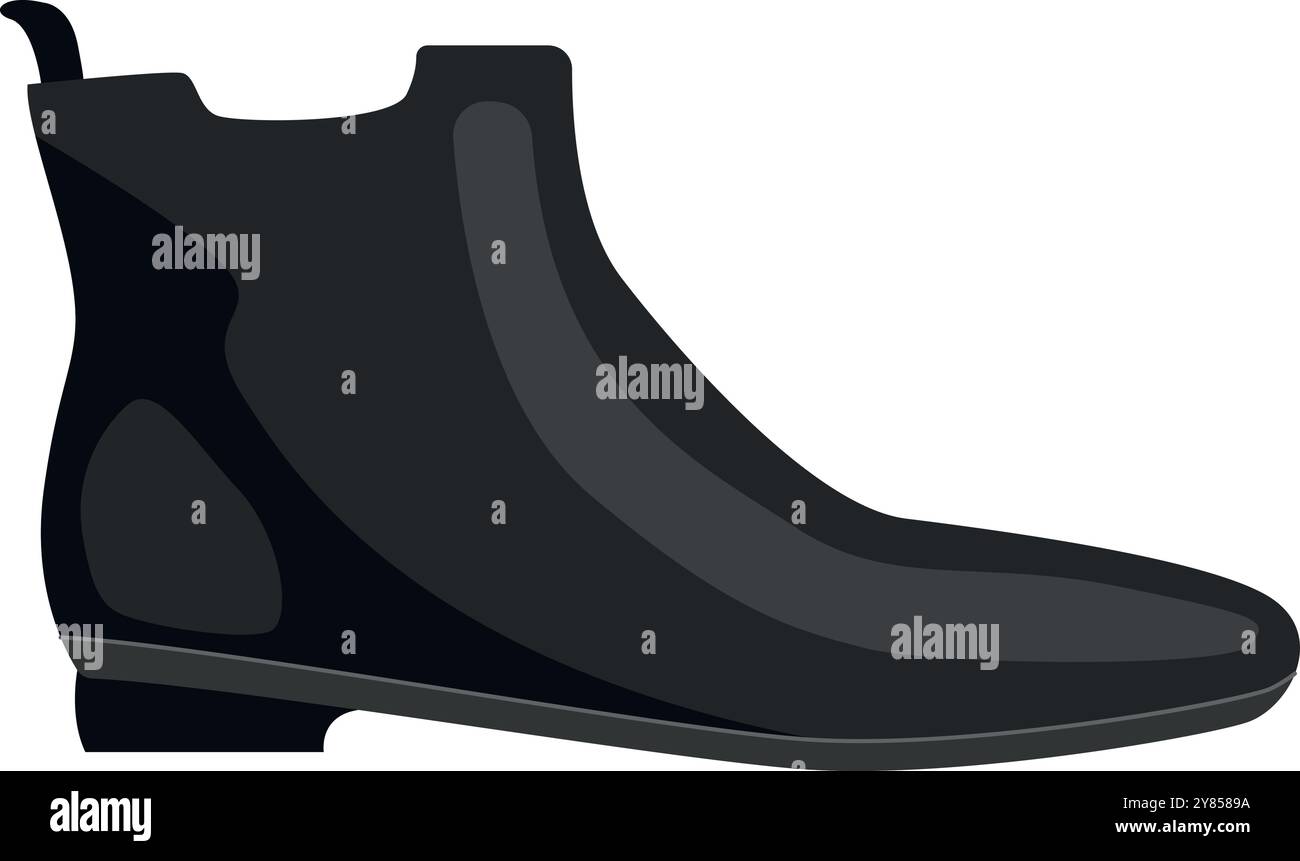 Boot cartoon icon. Black outdoor autumn shoe isolated on white ...