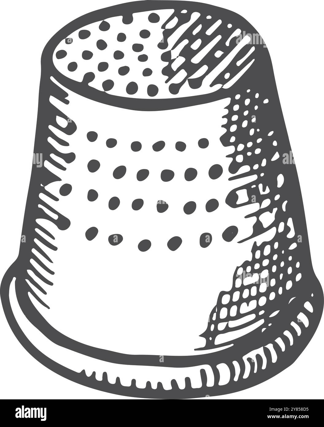 Thimble sketch. Tailor icon. Needlework tool engraving Stock Vector ...
