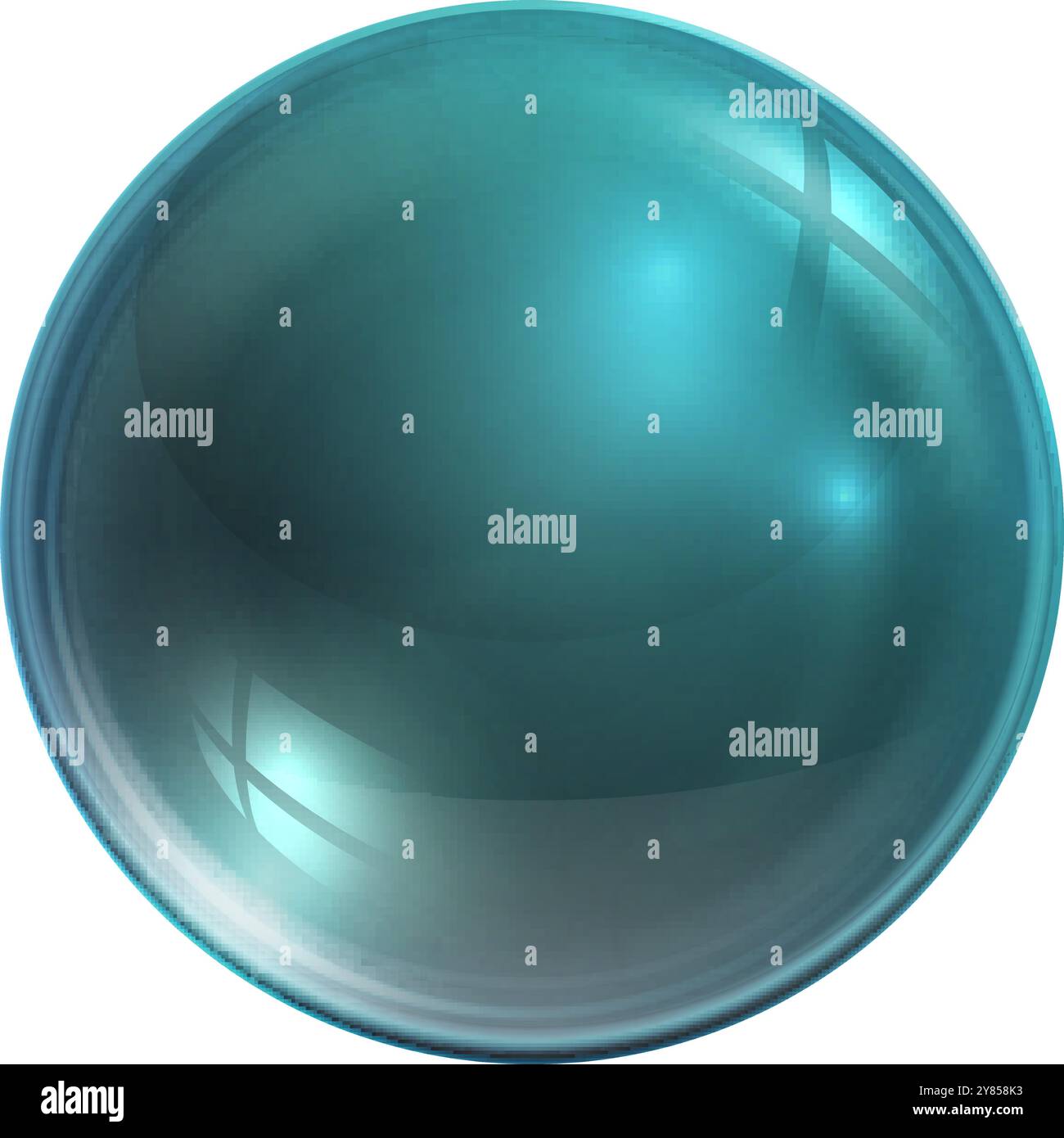 Glass sphere mockup. Realistic transparent blue orb isolated on white ...