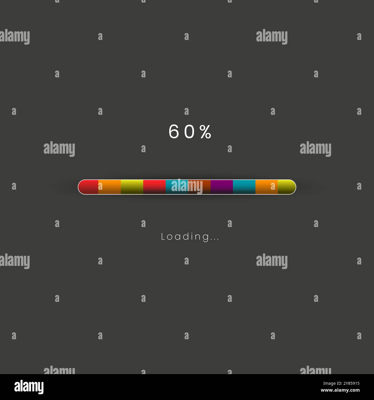 Rainbow loading bar in progress symbol, icon, banner. rainbow 60 pecent ...