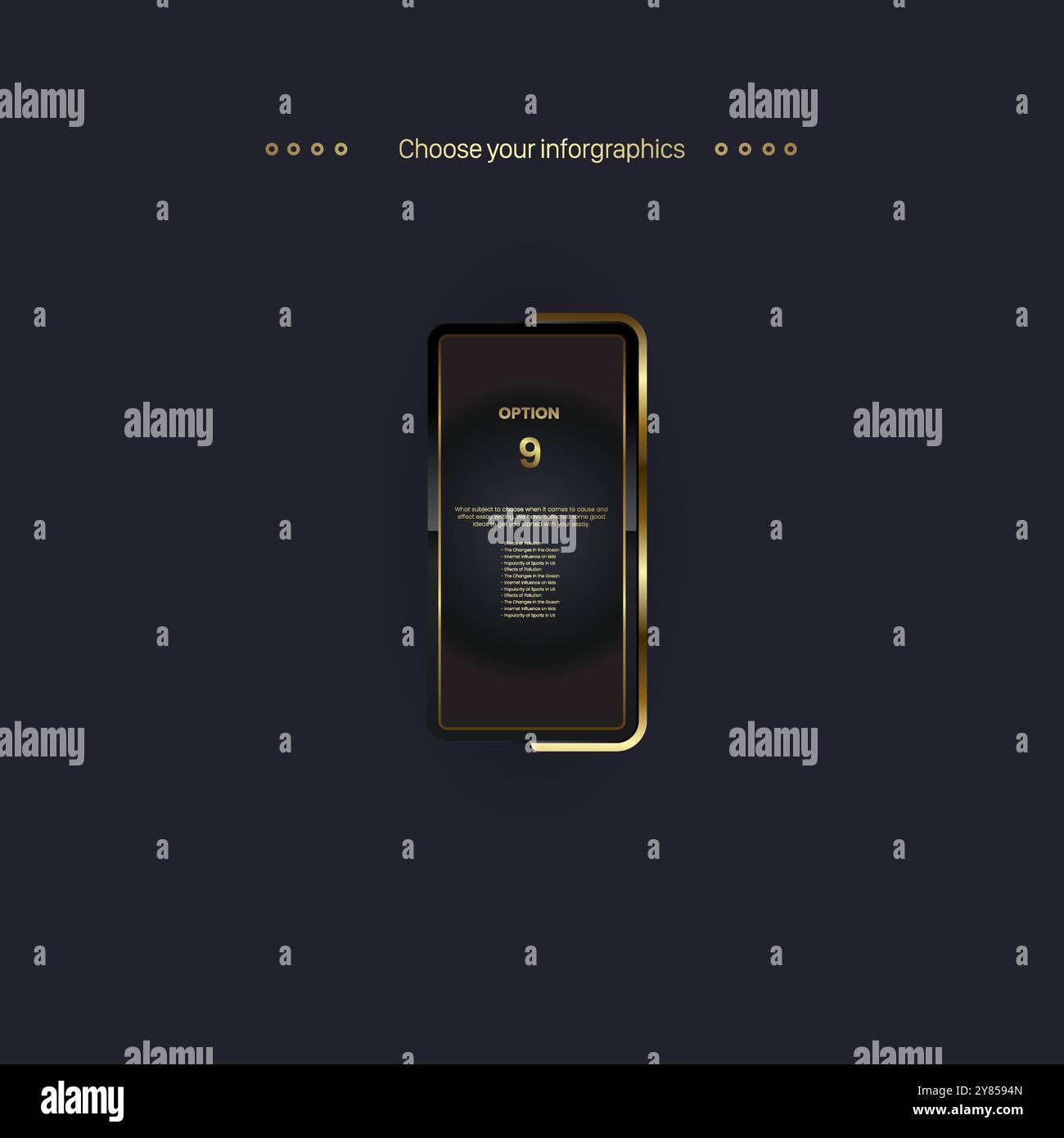 Golden rectangle blank button for website UI or app UX vector design in ...