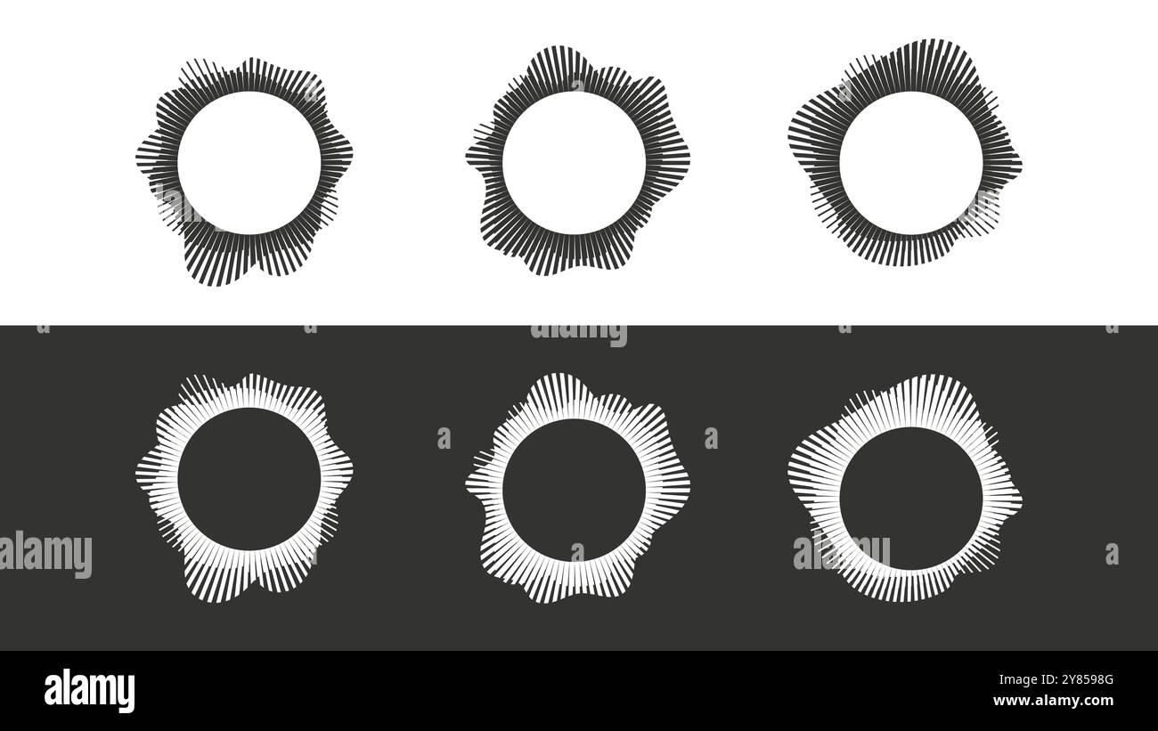 Circular audio equalizer soundwave pattern set. Voice recognition ...