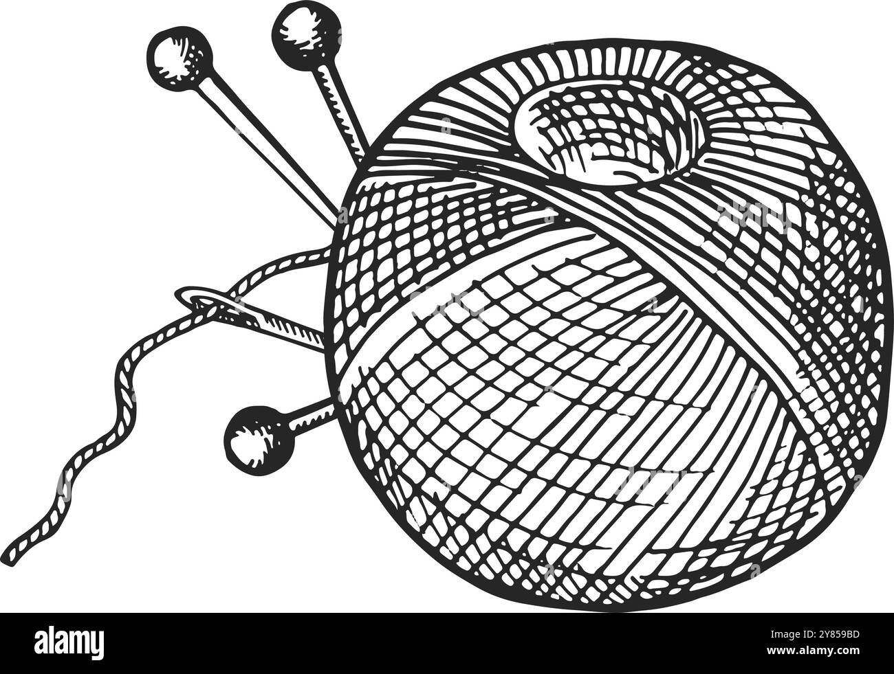 Yarn roll sketch. Wool string. Handcraft symbol Stock Vector Image ...