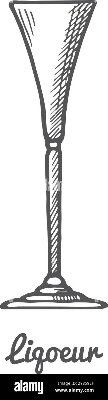 Liquor glassware sketch. Goblet shape glass drawing Stock Vector Image ...