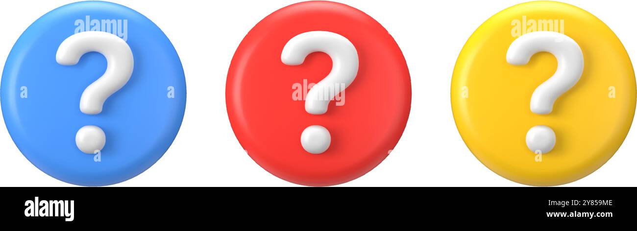 3d bubbles with question. Ask icon marks for faq section. Set of ...