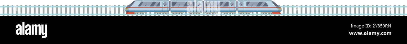 Railroad transport illustration. Train on rails. Cartoon railway Stock ...