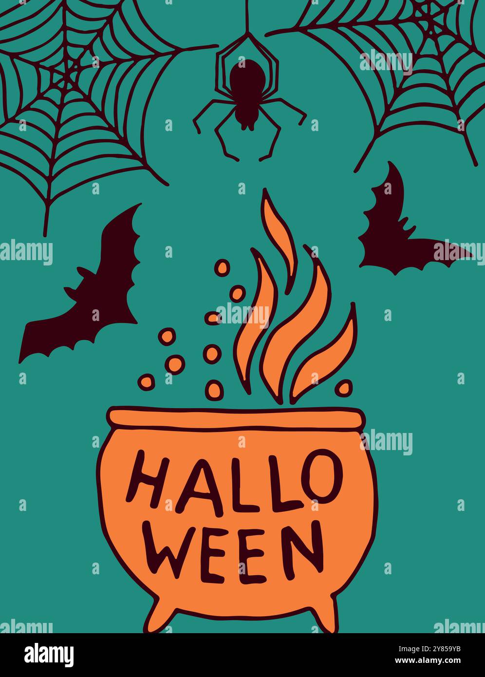 Halloween card with boiling pot. Decorative holiday flyer Stock Vector ...