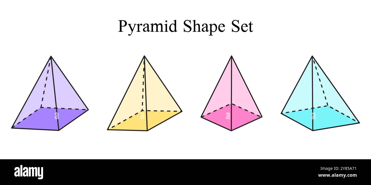 Colorful Pyramid Geometric Shape Set Education Illustration Stock ...