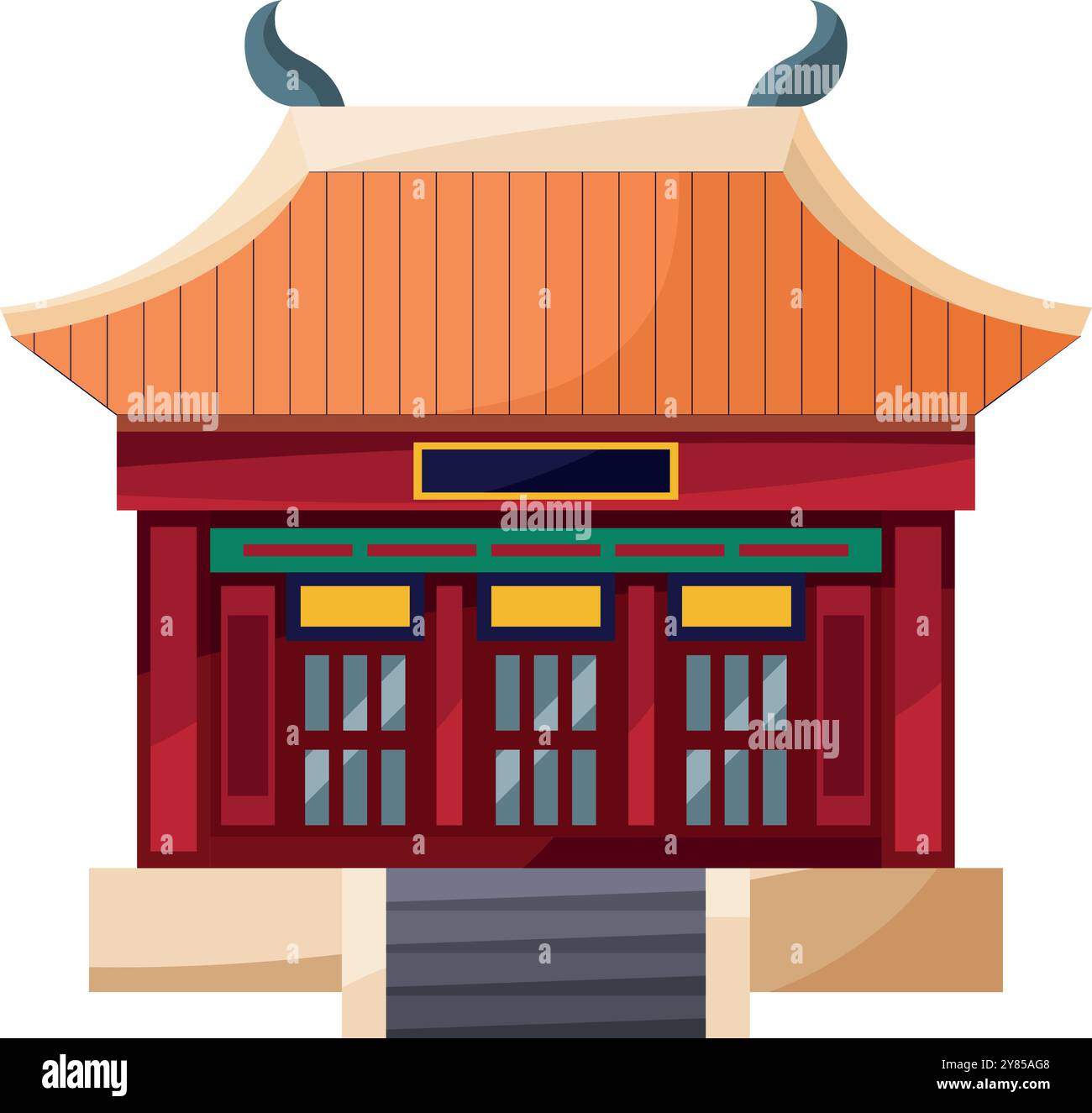 Chinese building cartoon facade. Asian architecture front Stock Vector ...