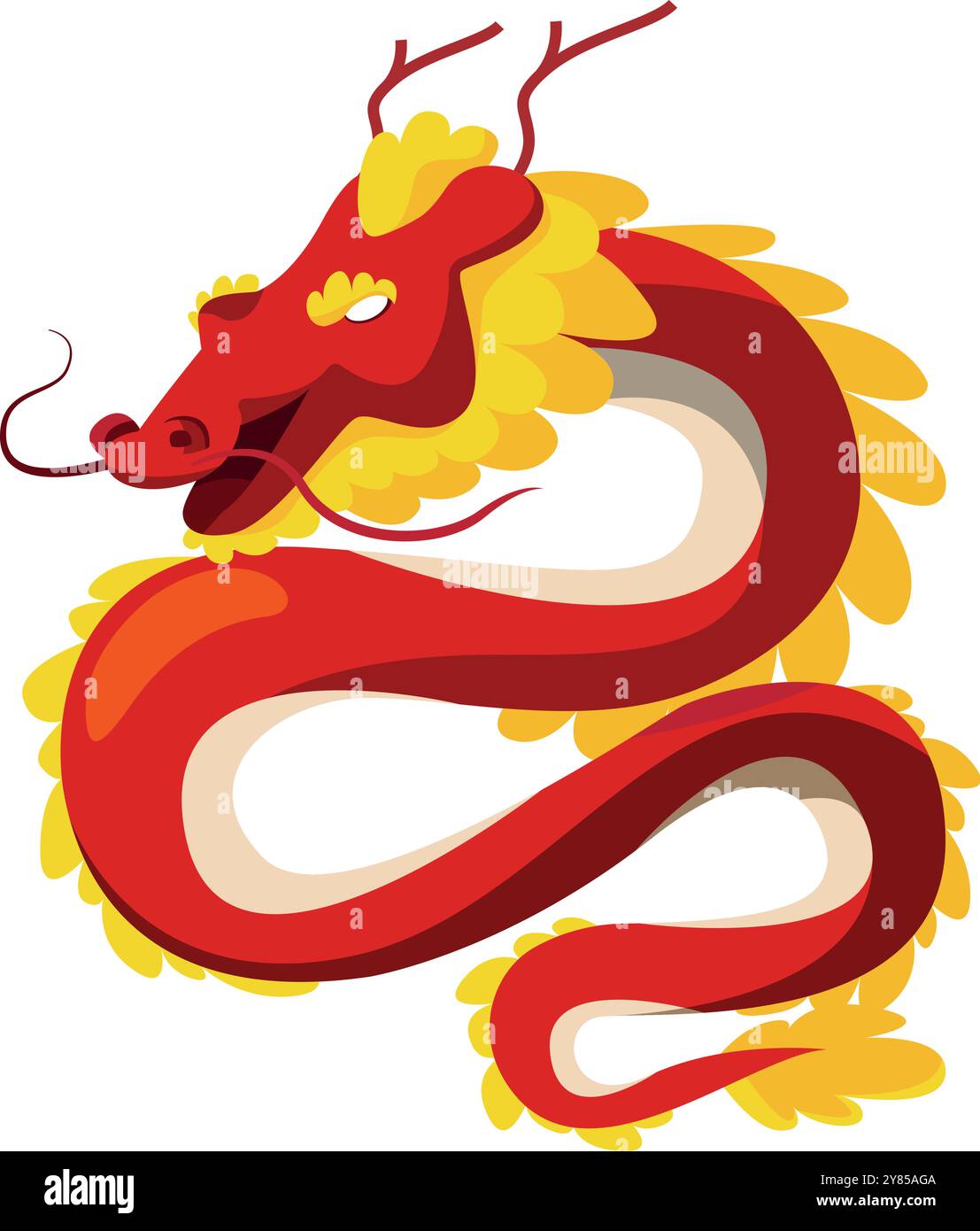 Chinese dragon. Red decorative monster cartoon icon Stock Vector Image ...