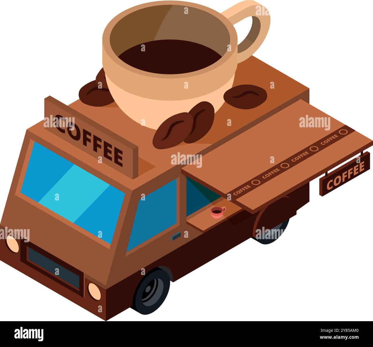 Coffee truck. Street food transport isometric icon Stock Vector Image ...