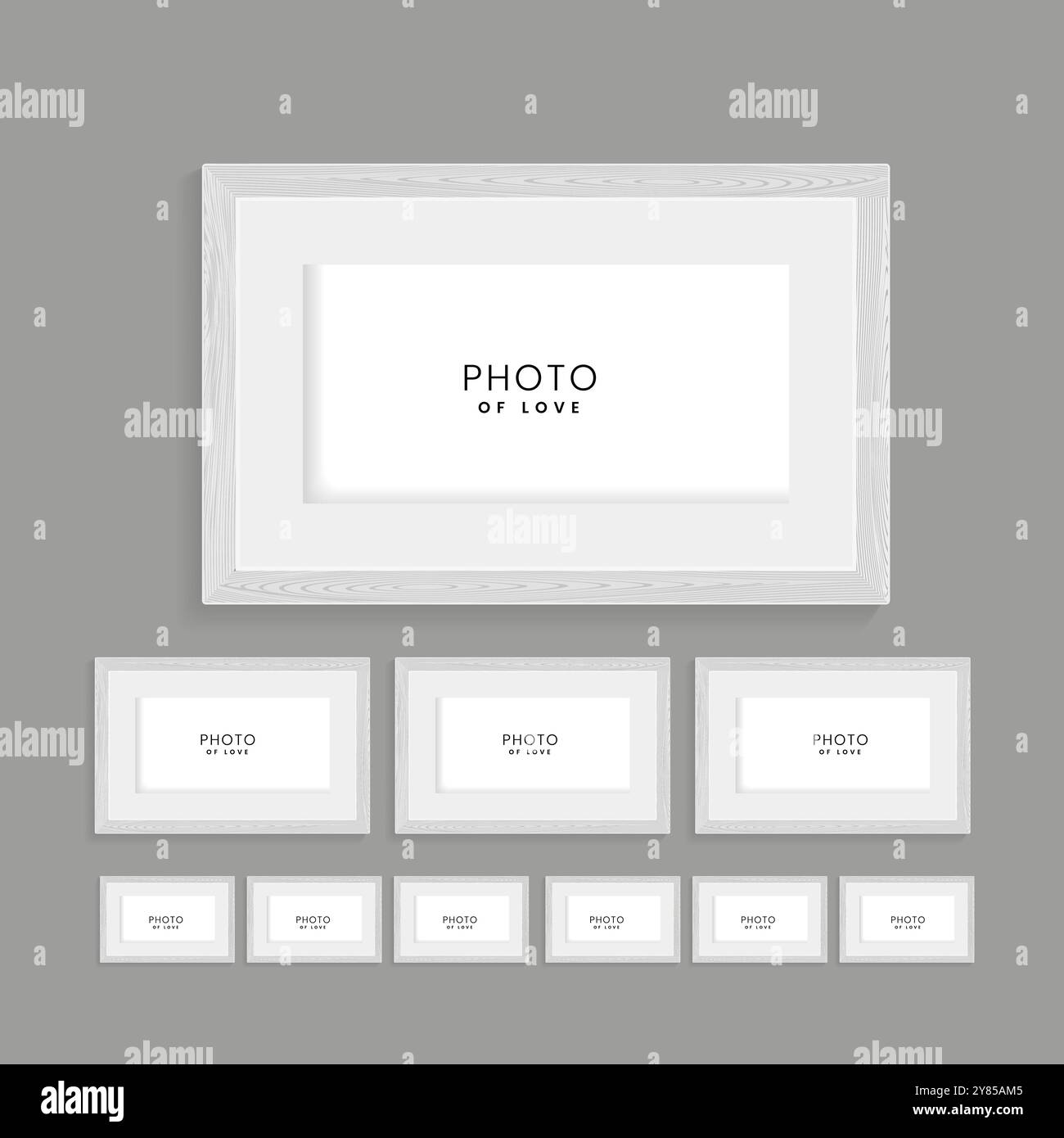 Groups of wooden photos frame on isolated dark background, vector photo ...
