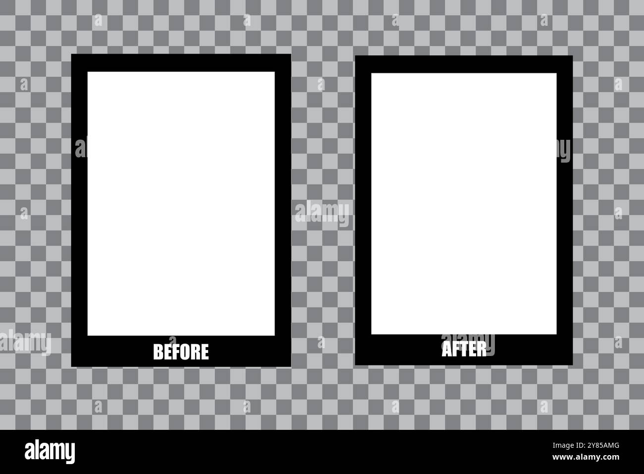 Before and after frames with bold black borders. Minimalist comparison ...