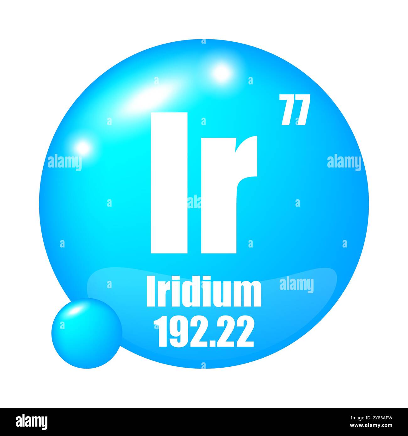 Iridium icon. Ir chemical element. Atomic number 77. Mass 192.22. Blue ...