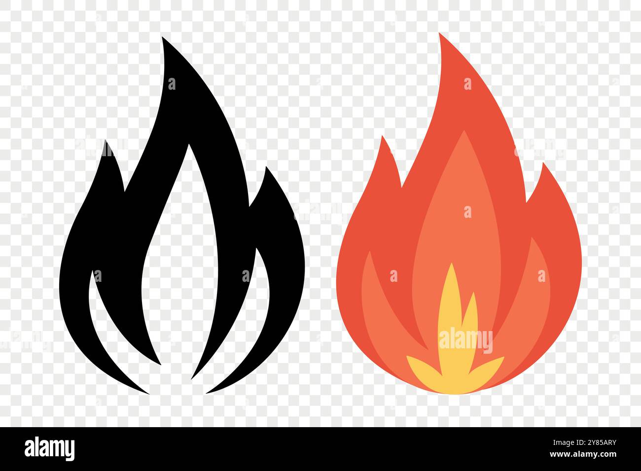 Vector Fire Flame Icon Set. Isolated Campfire, Bonfire, Flame Sign ...