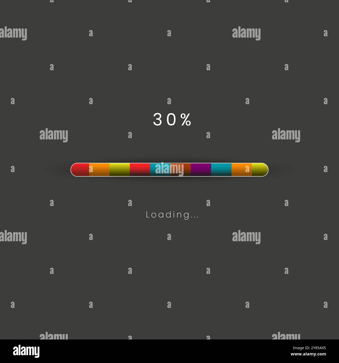 Rainbow loading bar in progress symbol, icon, banner. rainbow 30 pecent ...