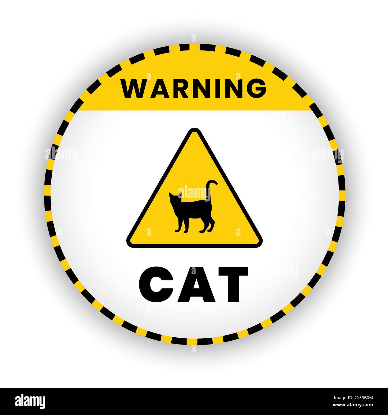 Warning of cat sign, banner, symbol on yellow background. vector banner ...