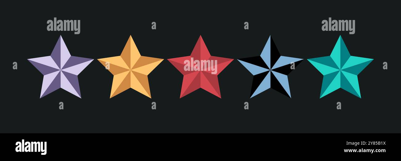 Colorful Five stars used in quality rating icons, symbols. Vector ...