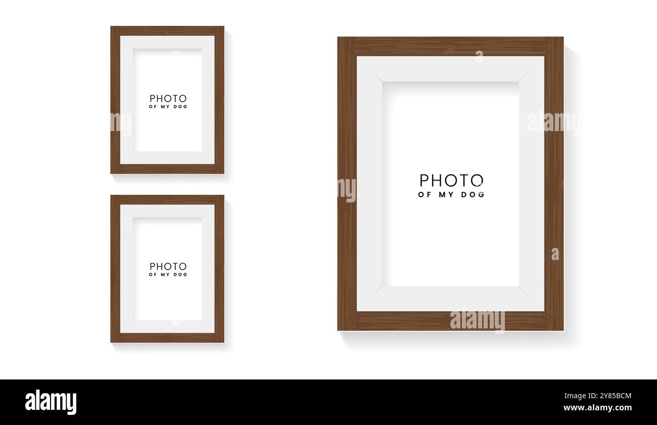 Set of two frames mock up on isolated white wall design, 2 photo frames ...