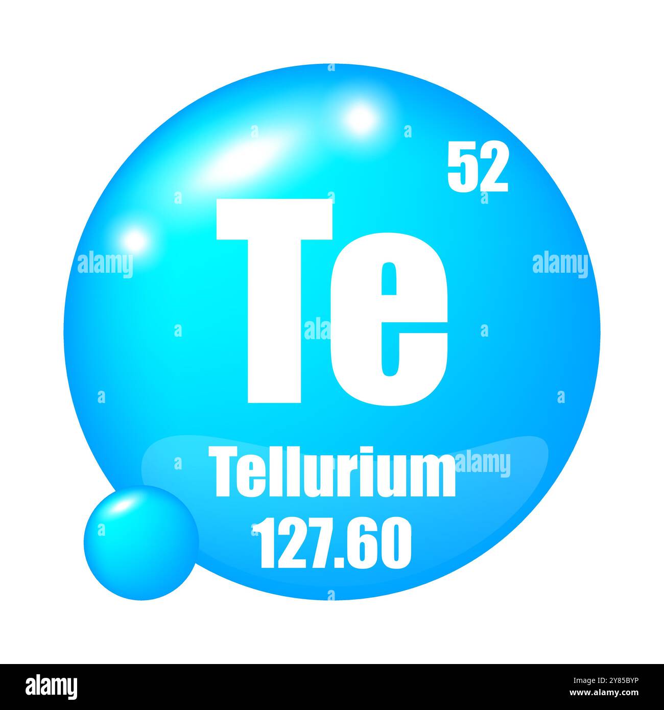 Tellurium icon. Te chemical element. Atomic number 52. Mass 127.60 ...
