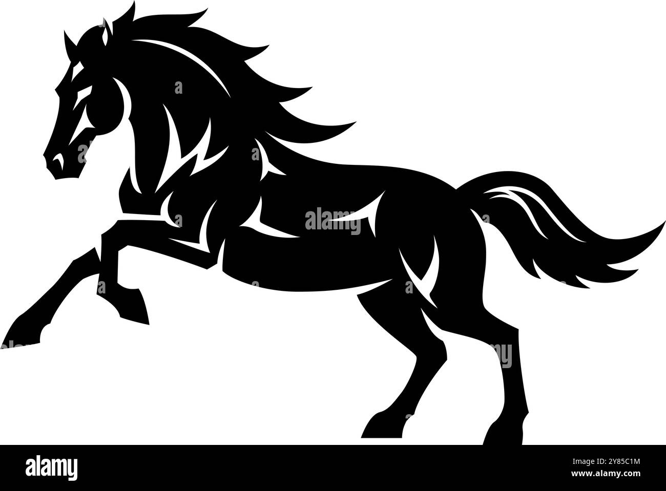 Silhouette of Prancing Black Horse Stock Vector Image & Art - Alamy