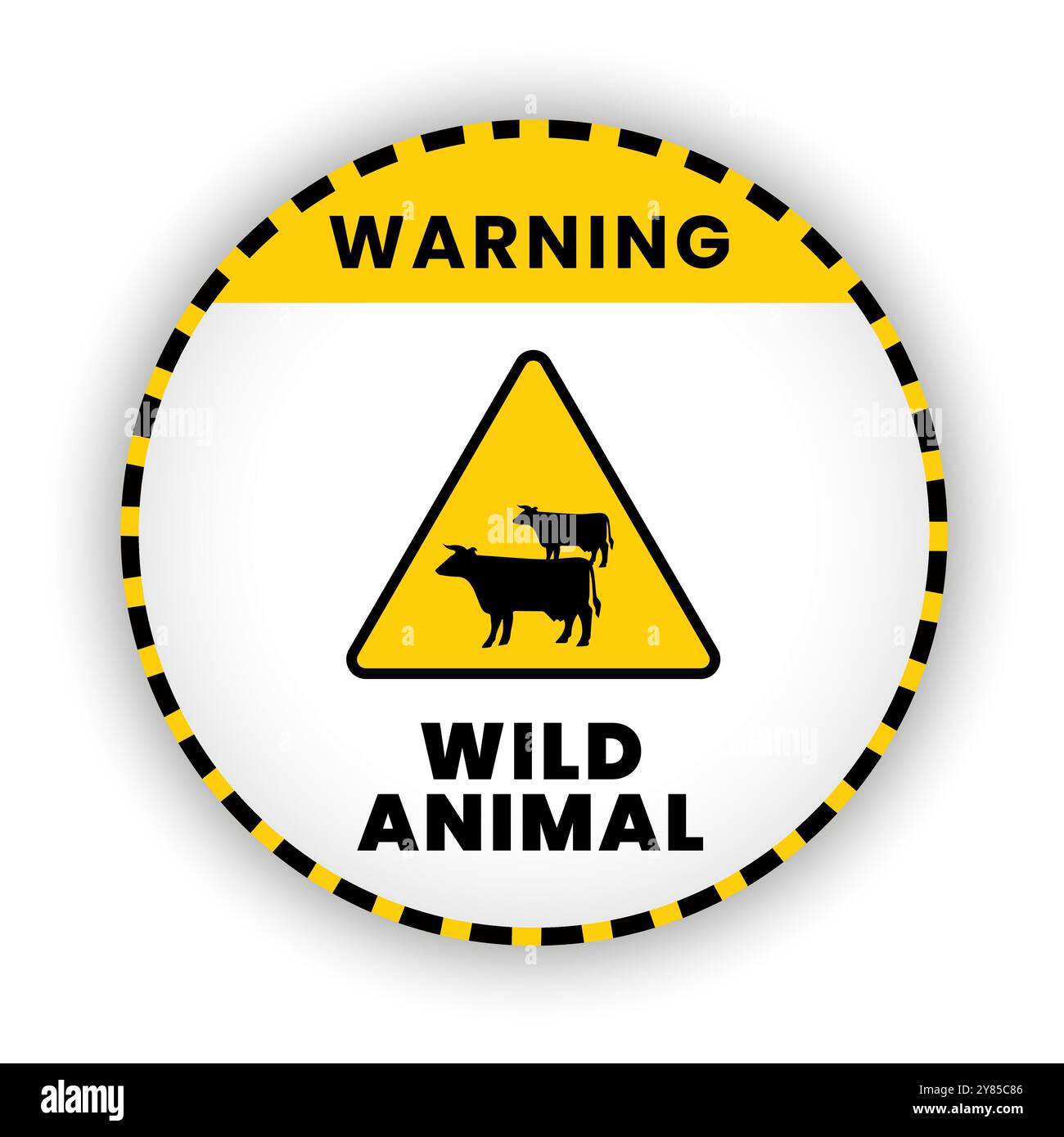 Warning wild animals of road sign of crossing sign in yellow color ...