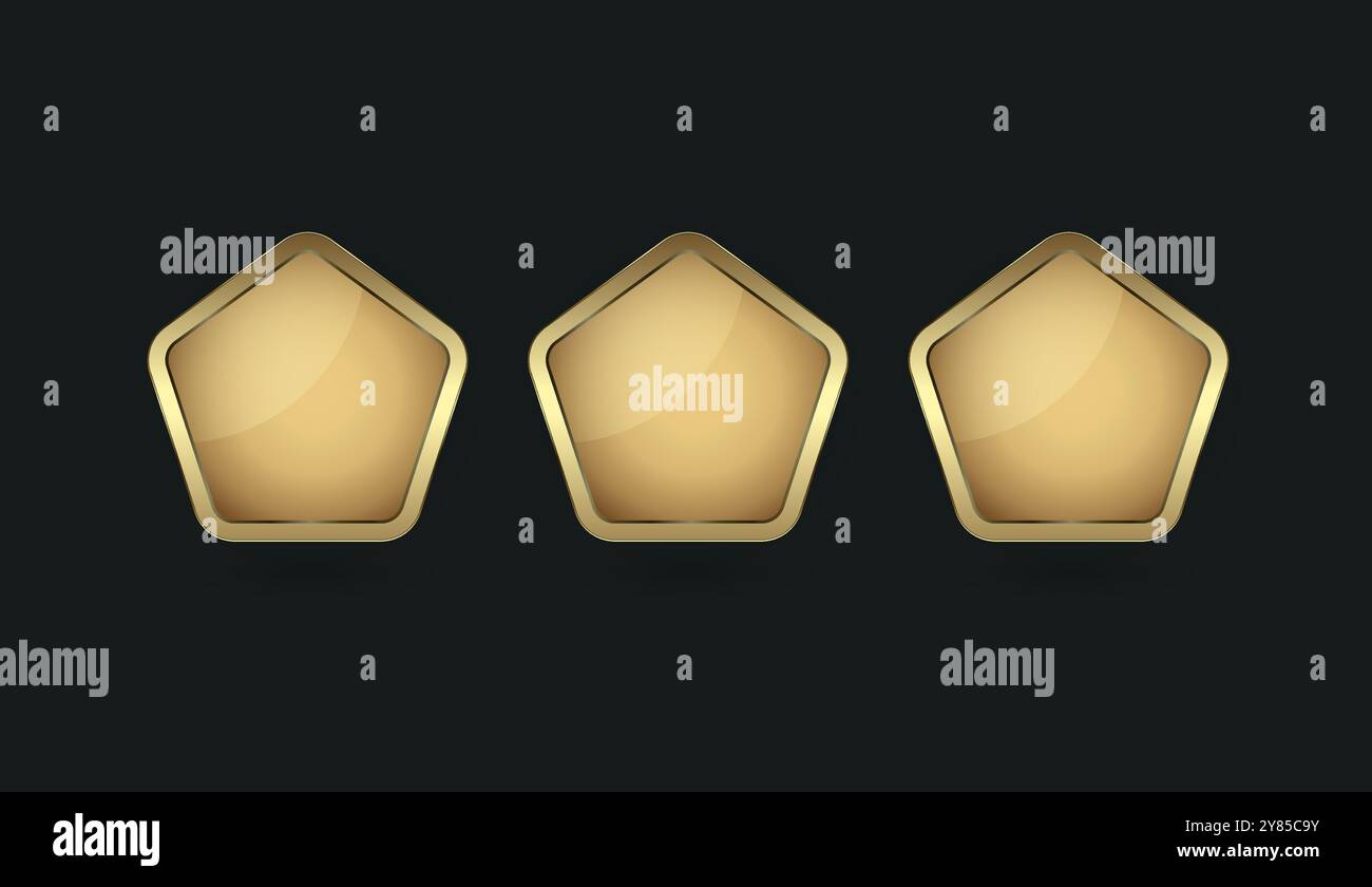 Three of Premium buttons of pentagon shapes in vector illustration. 3 ...