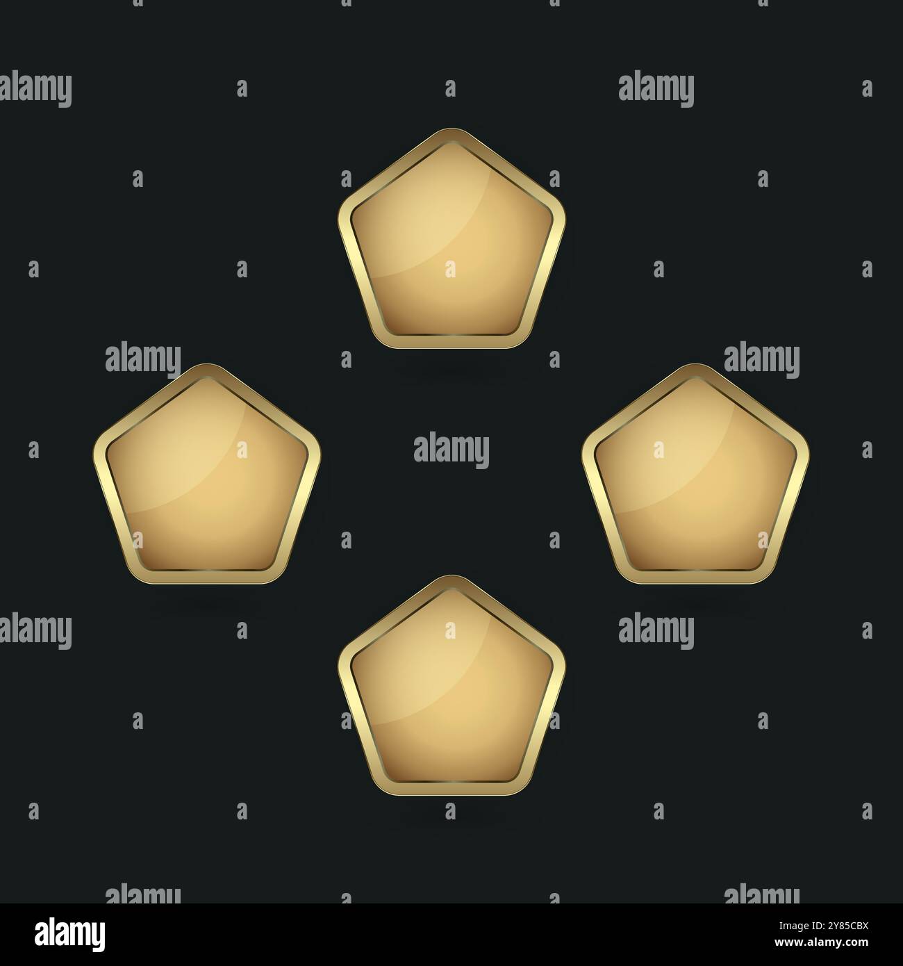 Four Premium buttons of pentagon shape in vector illustration. Luxury ...