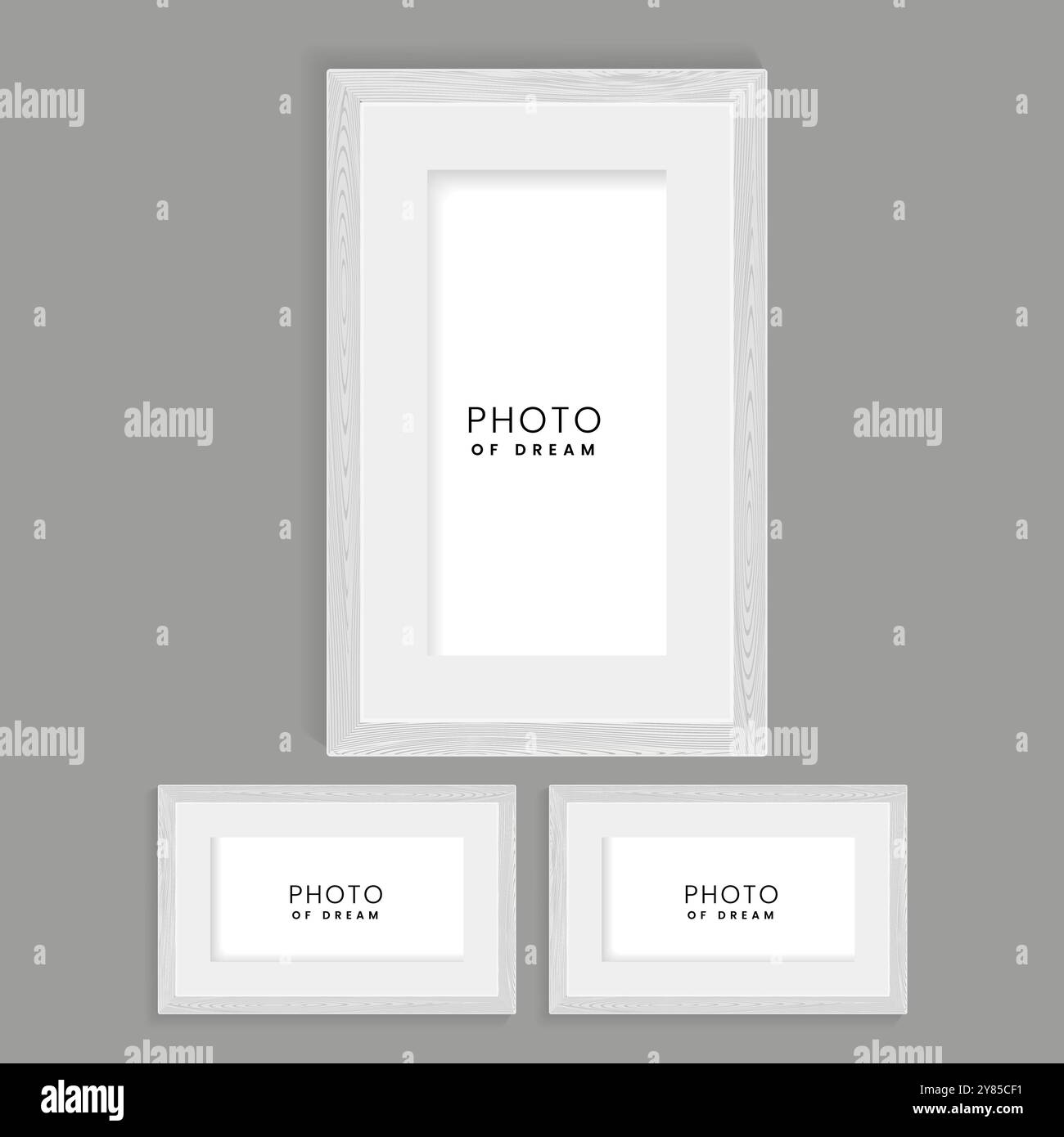 Three wooden photos frame on isolated dark background Stock Vector ...