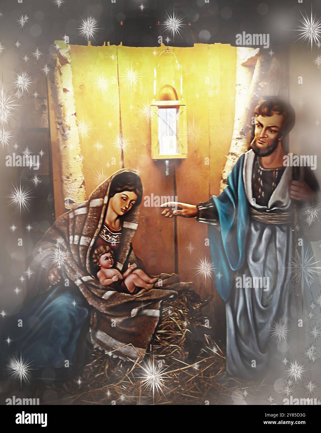 Nativity Scene With The Holy Family. Nativity Scene with Mary, Joseph ...