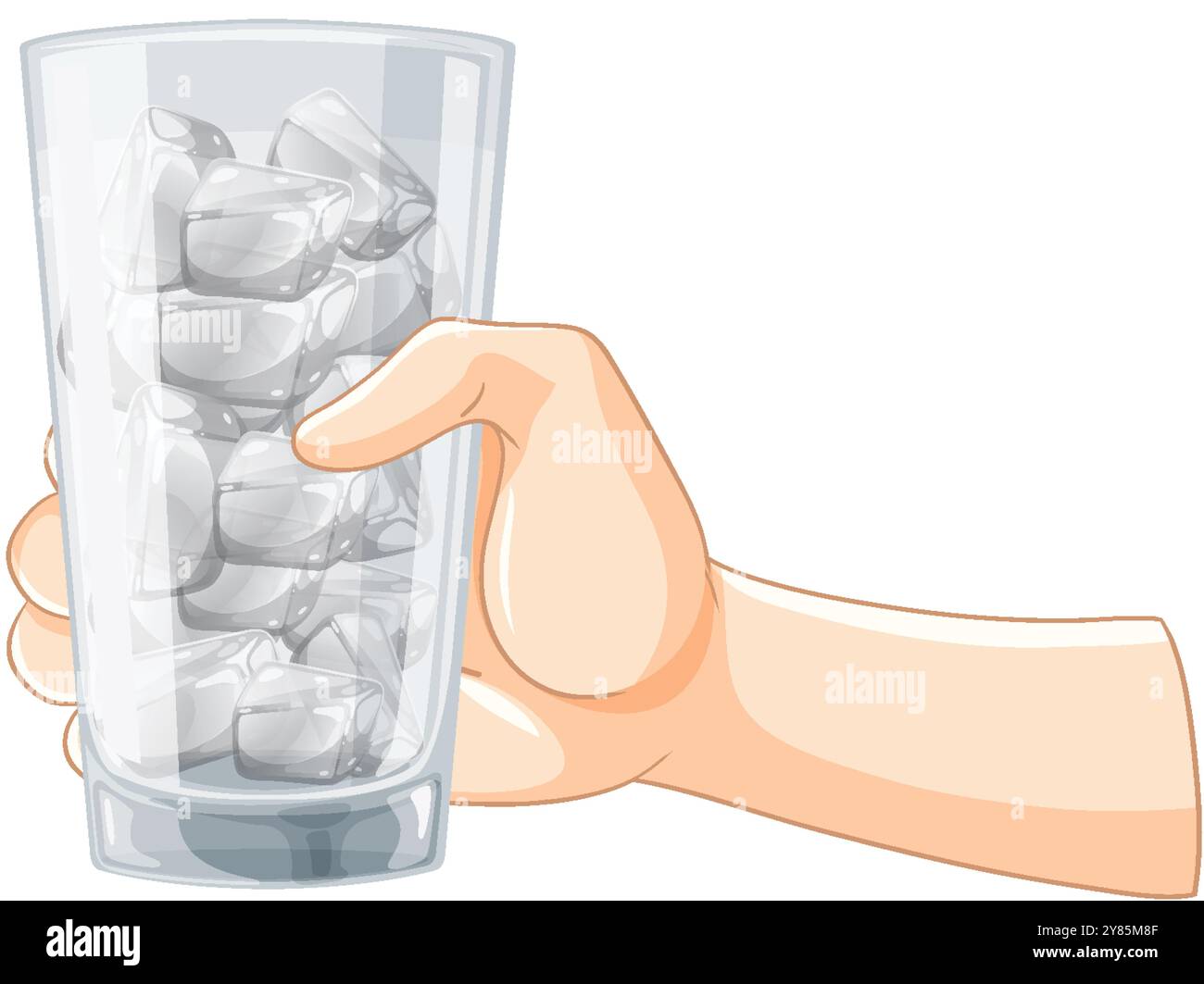 Illustration of a hand gripping an ice-filled glass Stock Vector Image ...