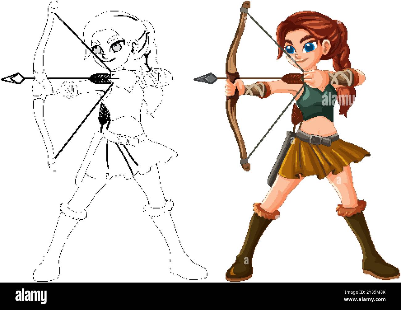 Female warrior drawing bow Stock Vector Images - Alamy