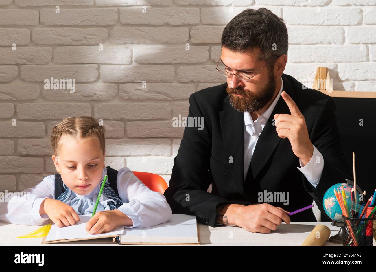 Kids education, elementary school and learning concept. Concentrated ...