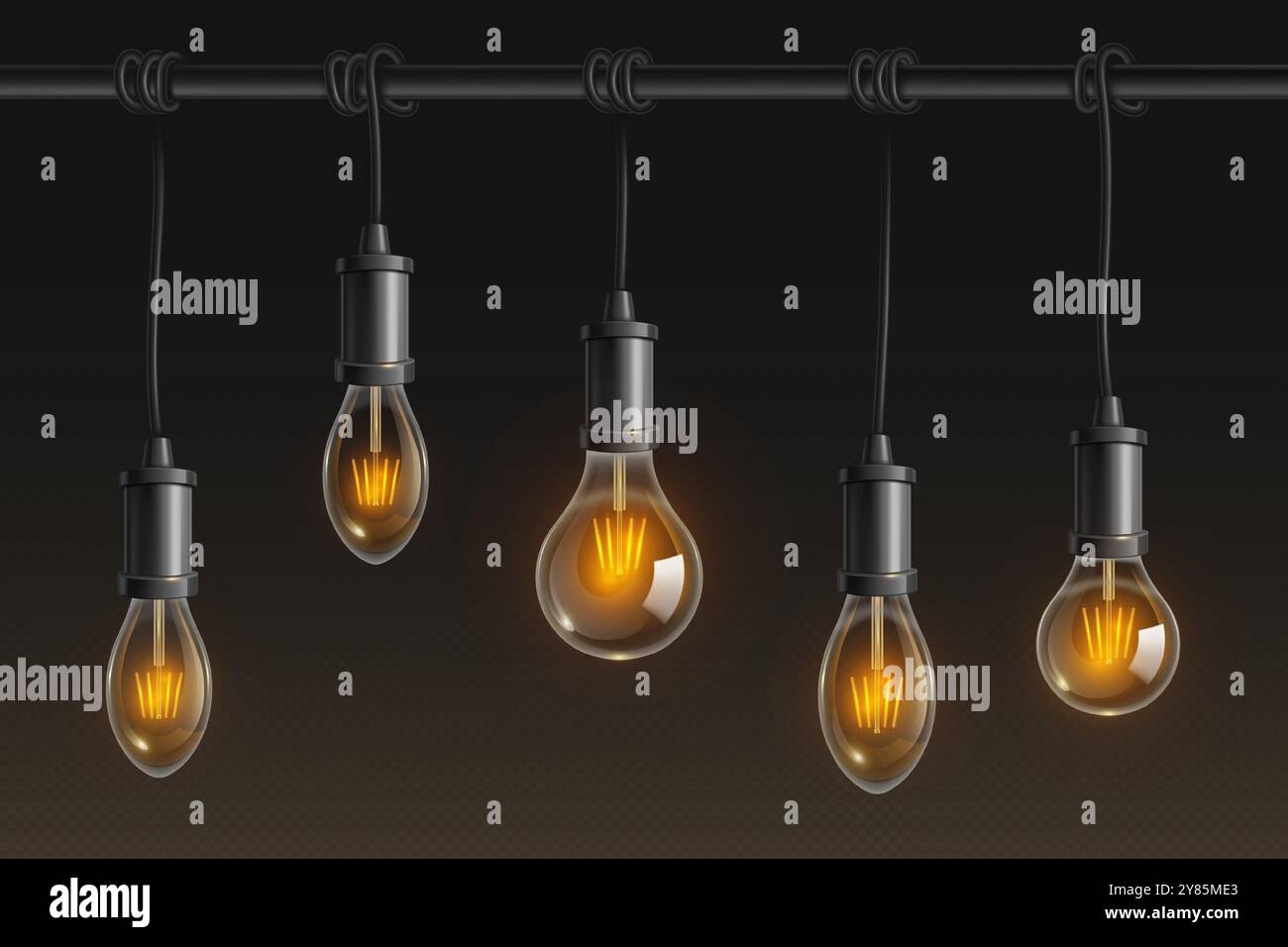 Vintage edison bulb light with filament realistic vector. Retro ceiling ...