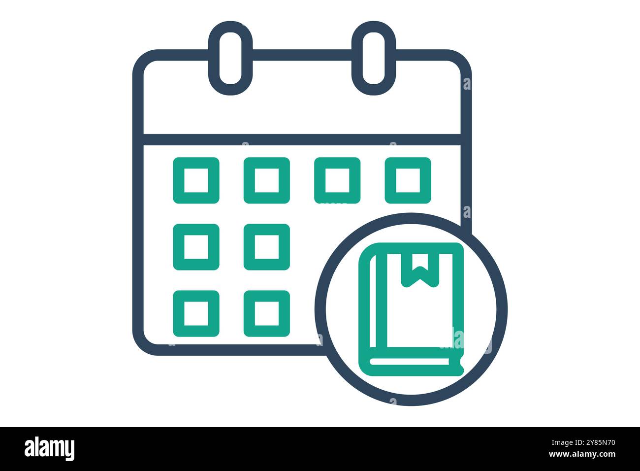 Class schedule icon. line icon style. calendar with book. icon related ...