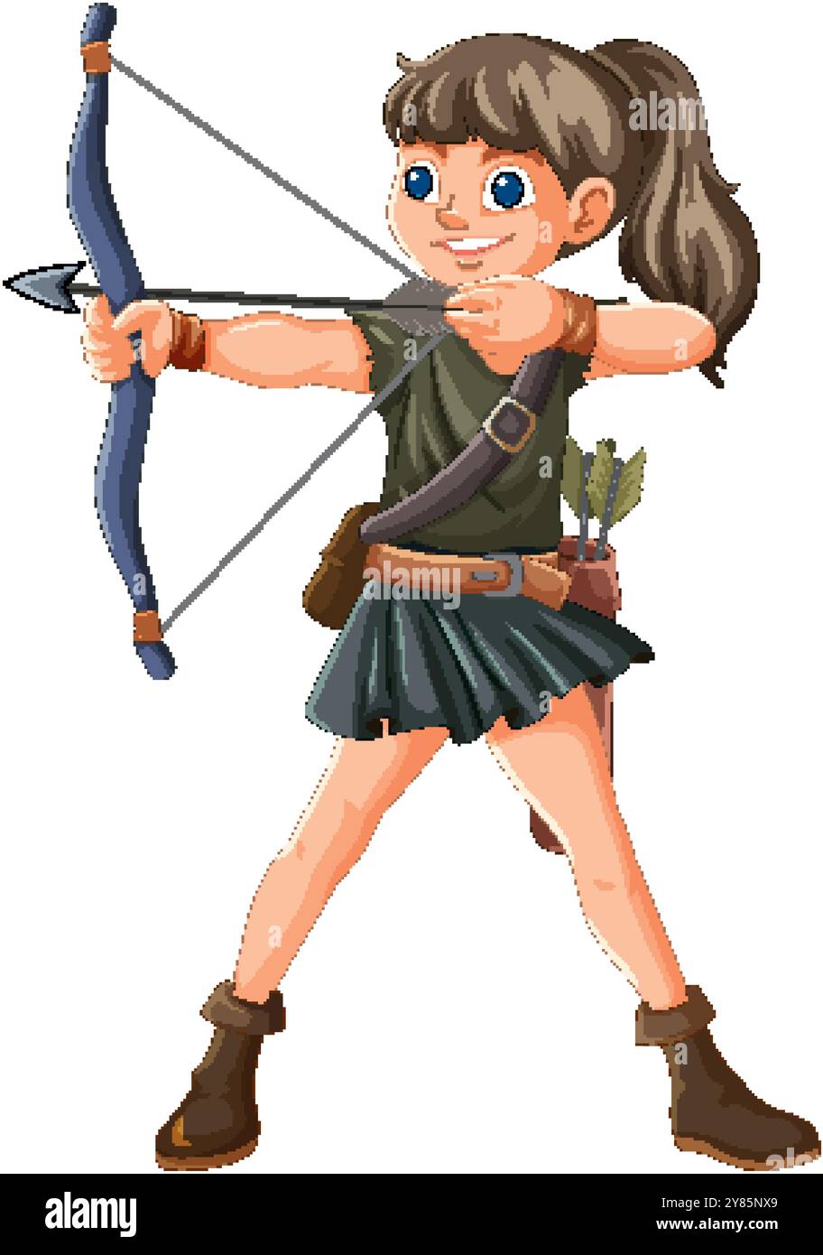 Girl aiming bow and arrow confidently Stock Vector Image & Art - Alamy