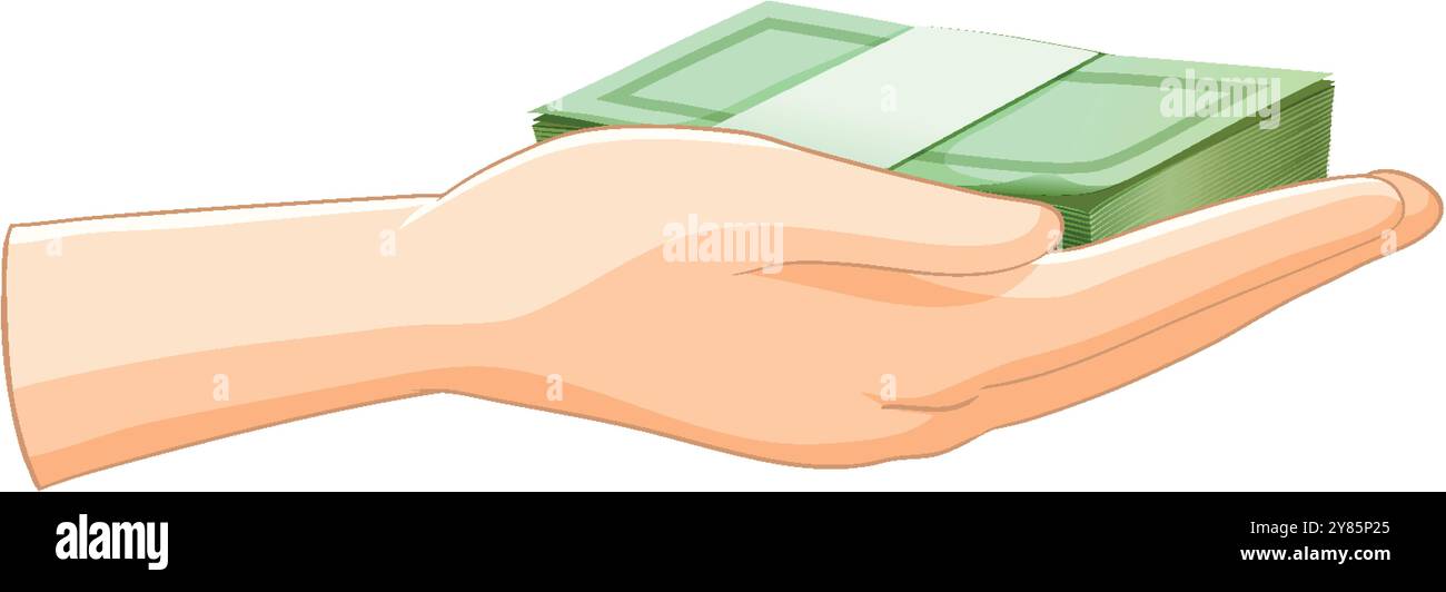 Illustration of hand offering cash bundle Stock Vector Image & Art - Alamy