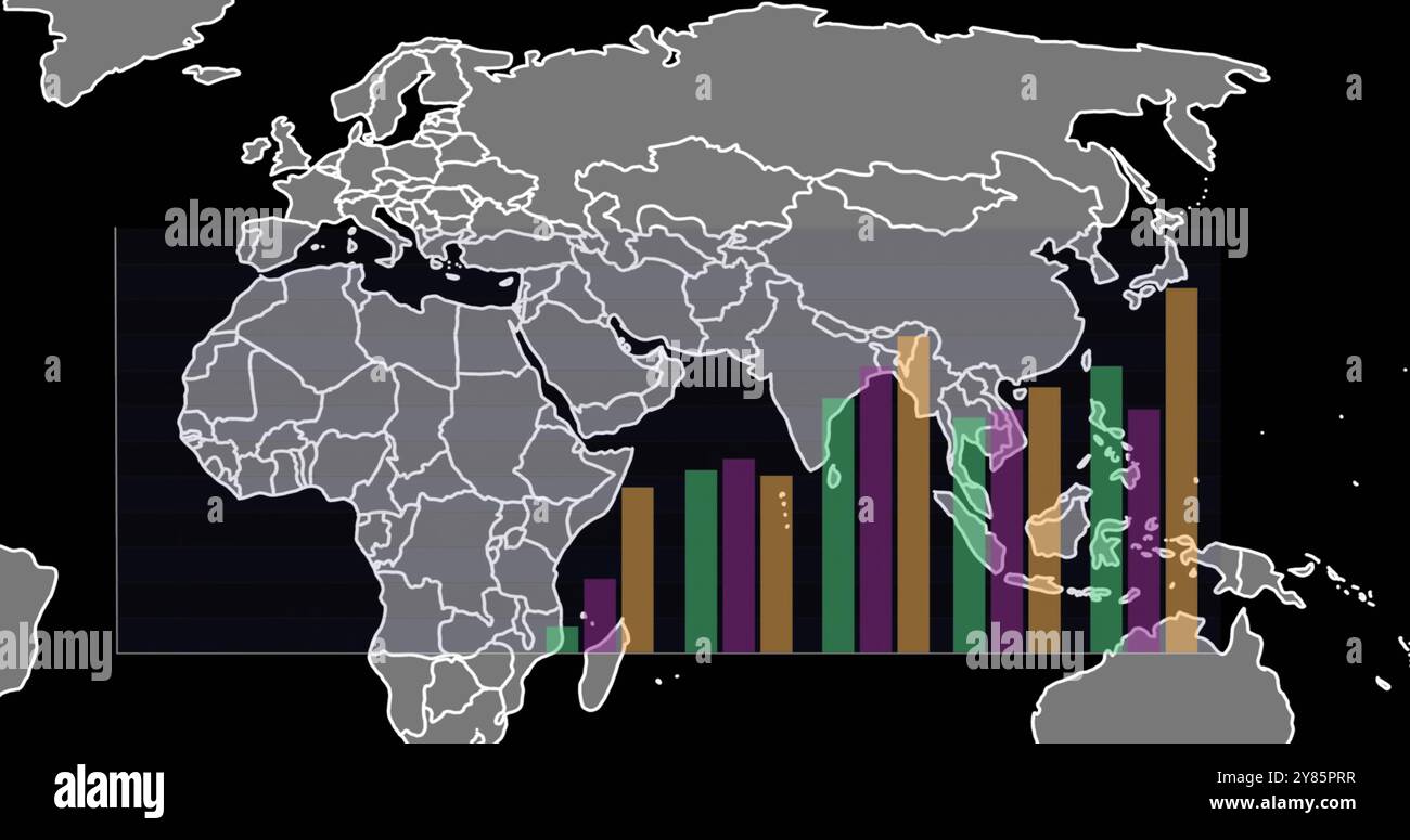 Image of world map over diagrams Stock Photo - Alamy