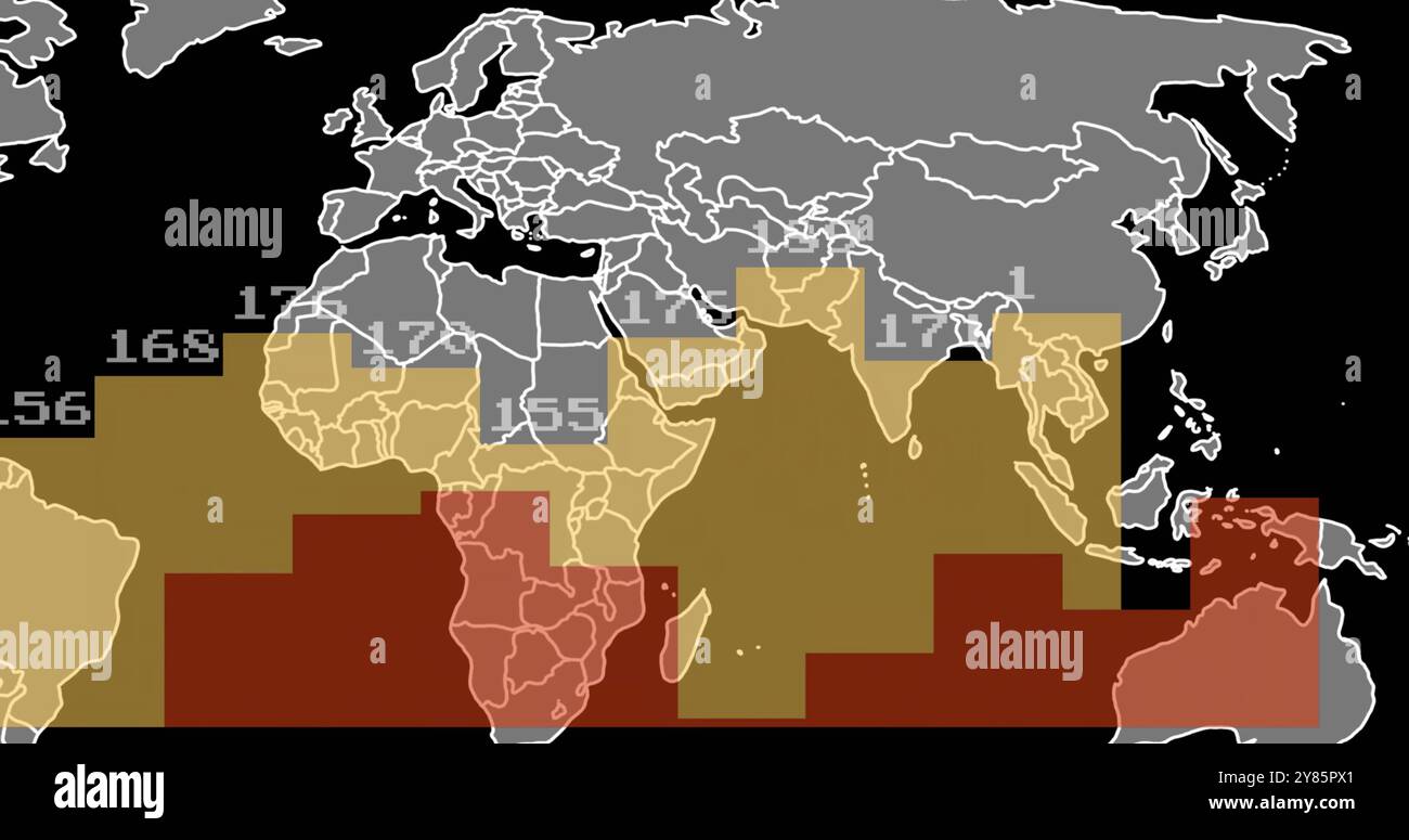 Image of world map over diagrams with data Stock Photo - Alamy