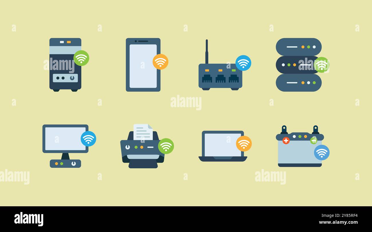 Modern smart device with wireless access represent flat illustration ...