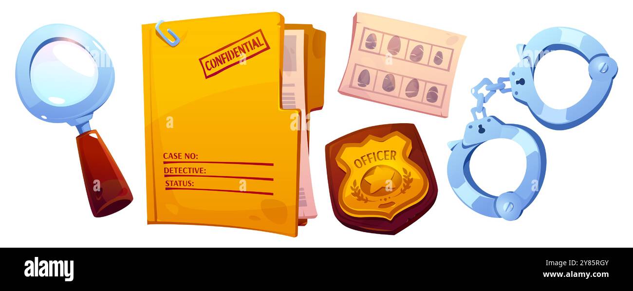 Detective or spy character equipment. Cartoon vector set of ...