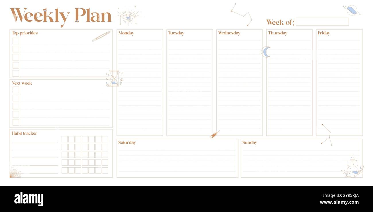 Bullet journal template. Weekly, daily planer. Mental health planer ...