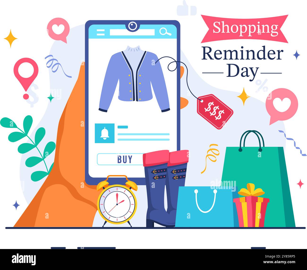 Shopping Reminder Day Vector Illustration for 26th November, featuring ...