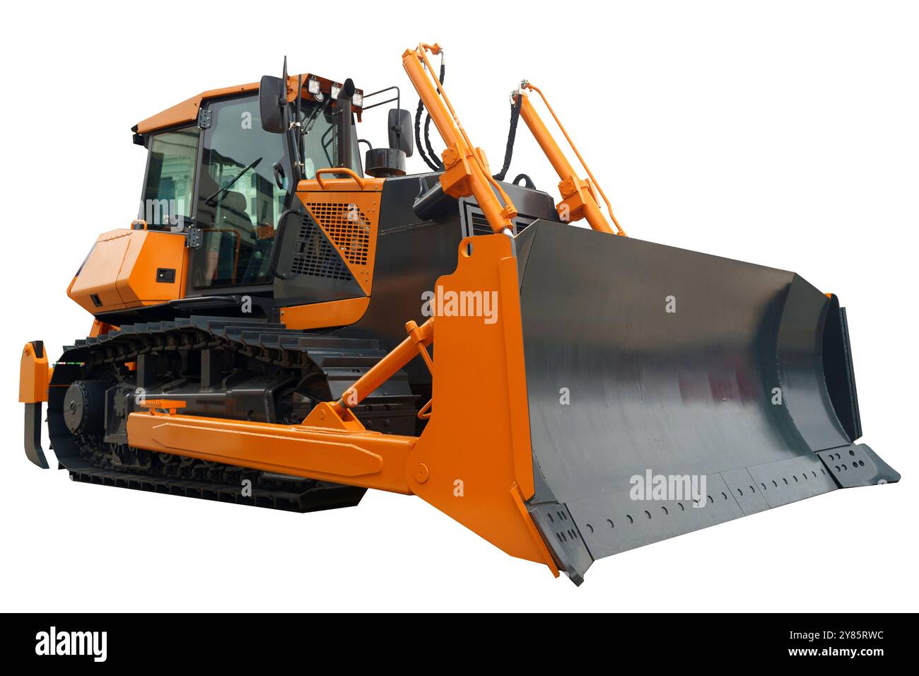 Bulldozer isolate. Crawler Construction tractor bulldozer on empty ...