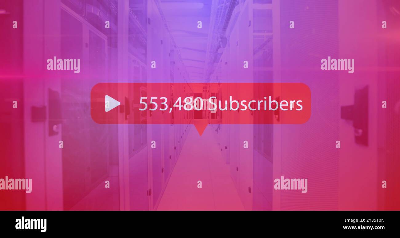 Image of social media data processing over computer servers. Global social media, connections ...